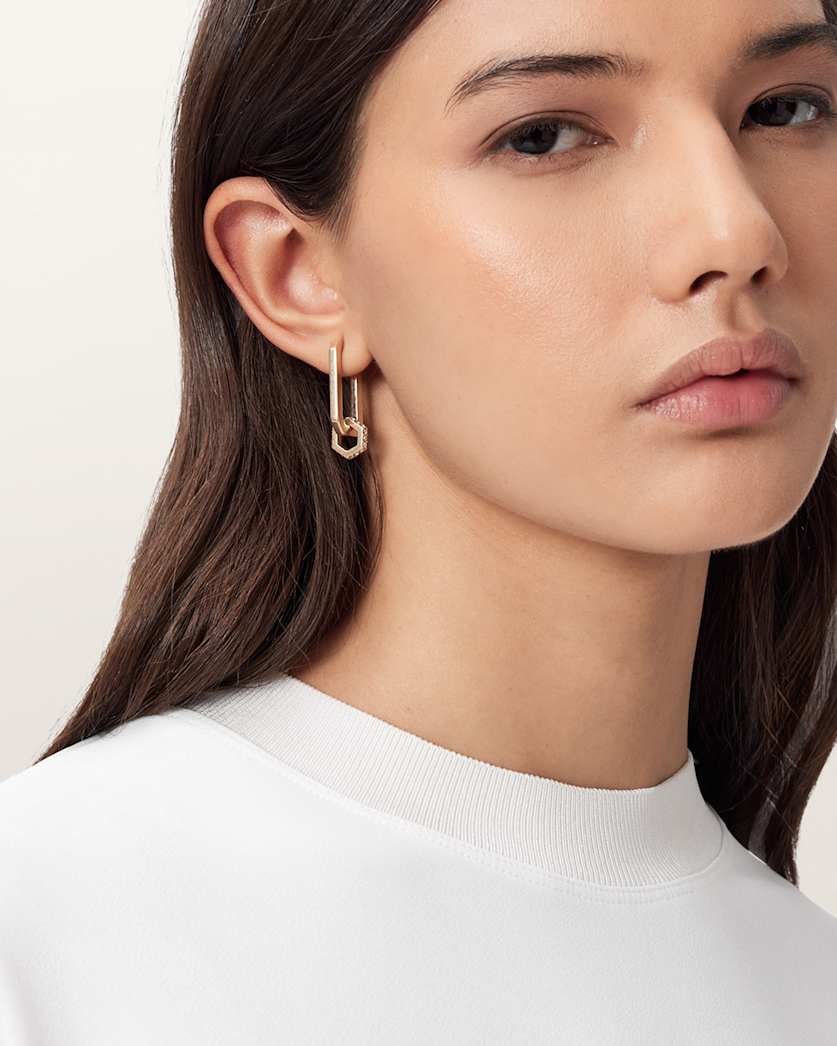 Selene Bolt Hoop Earrings WARM BRASS | ALLSAINTS